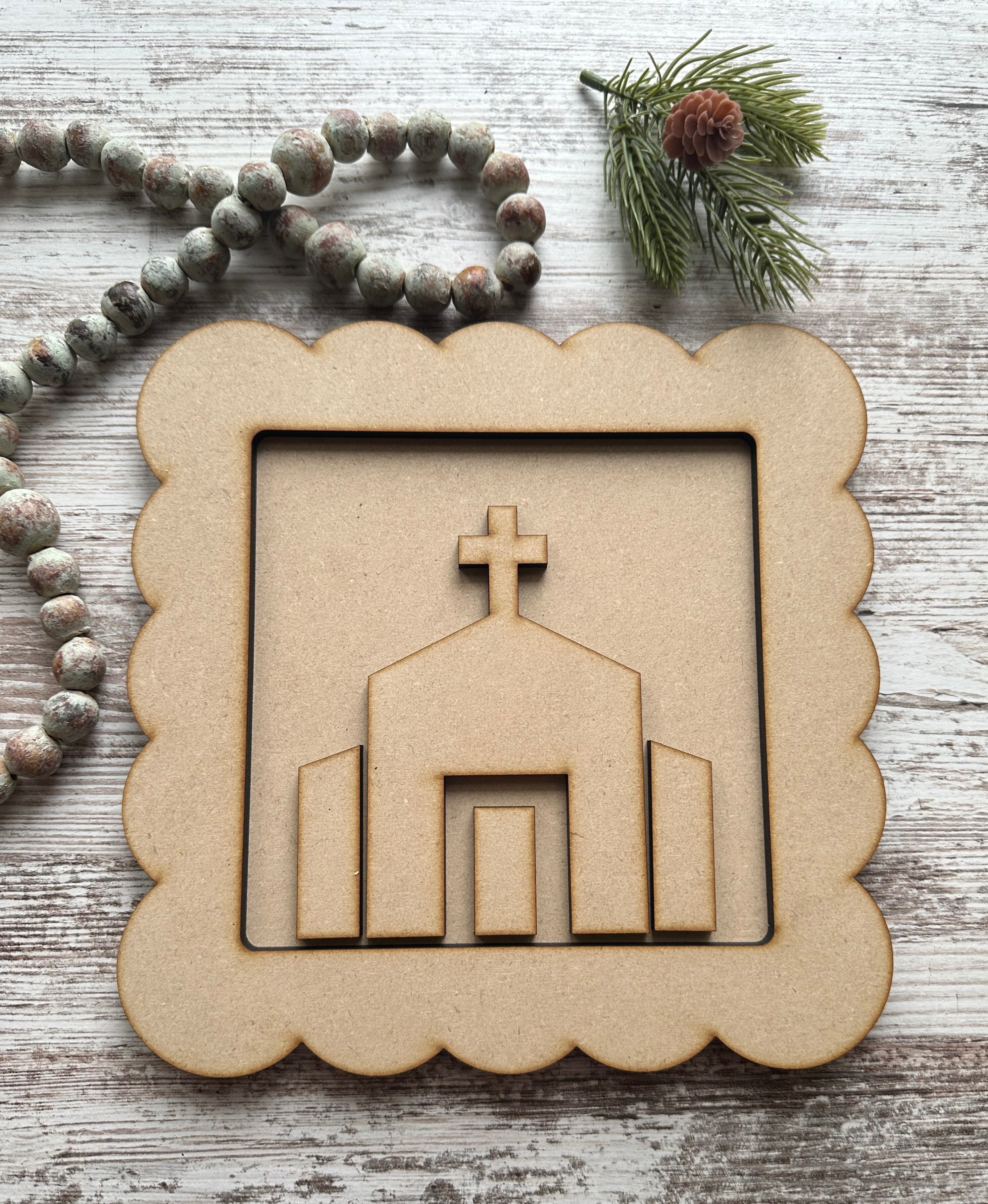 Frame with church – Booxie & Button Designs